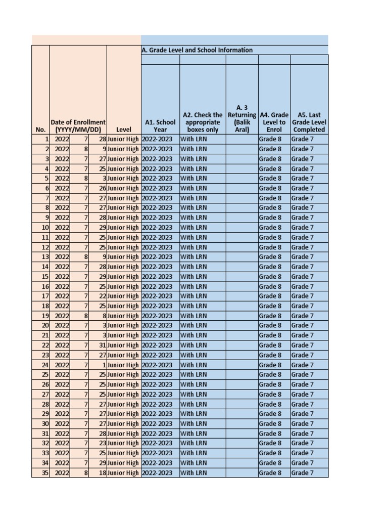 Enrollment Form SY 2022 2023 | PDF