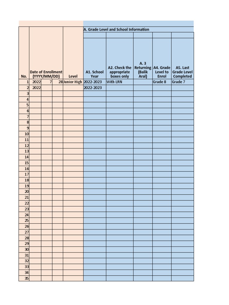 Enrollment Form SY 2022 2023 | PDF