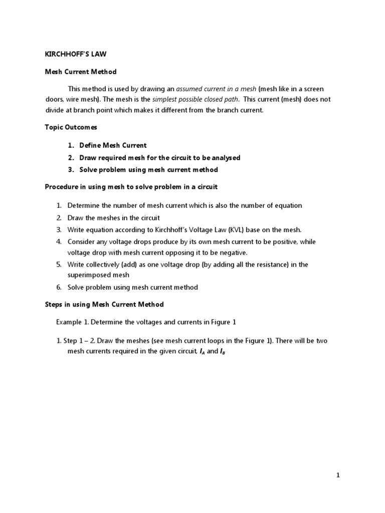 Mesh Current Method Explained | PDF | Electrical Engineering | Electricity