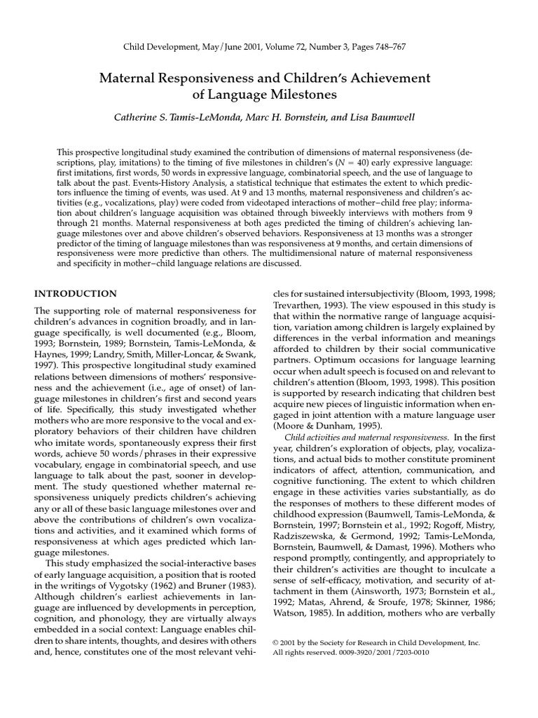 01 Catherine S. Tamis-LeMonda, Marc H. Bornstein, and Lisa Baumwell ...