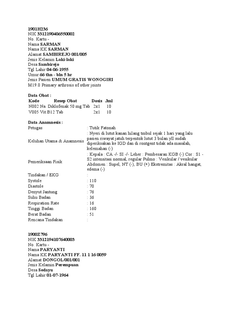 Borang UKP Puskesmas 1 | PDF
