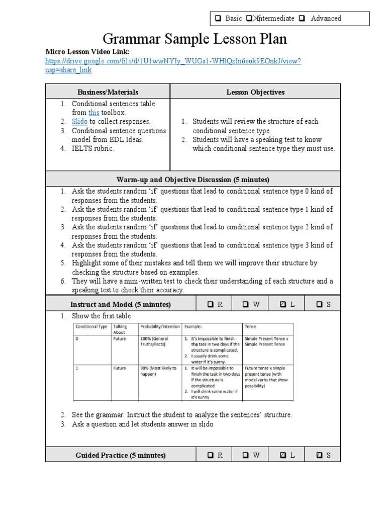 Lesson Plan - Grammar | PDF | Question | Verb