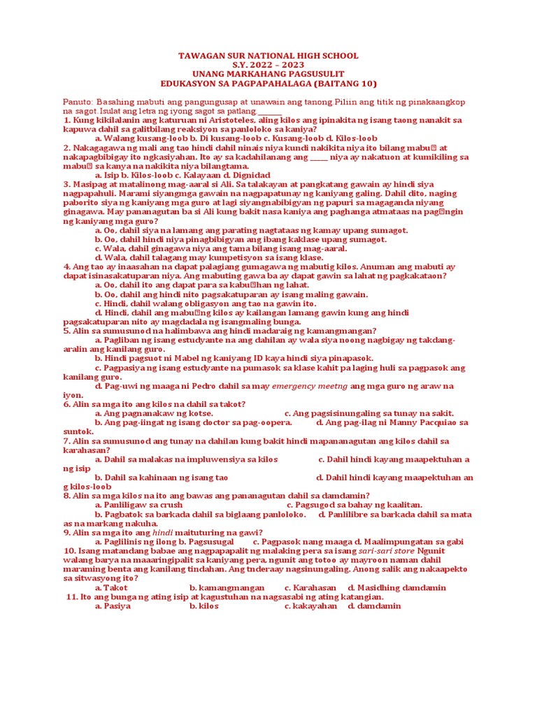 Esp 10 2ND Quarter | PDF Esp 10 2ND Quarter | PDF