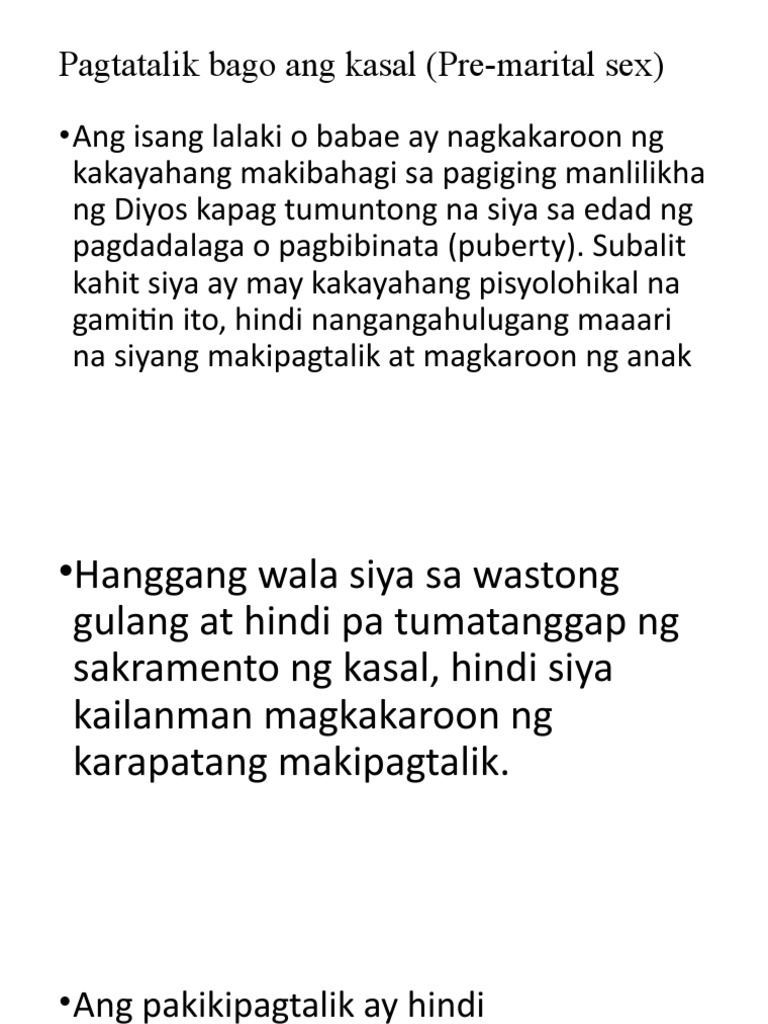 Pagtatalik Bago Ang Kasal (Pre-Marital Sex) | PDF