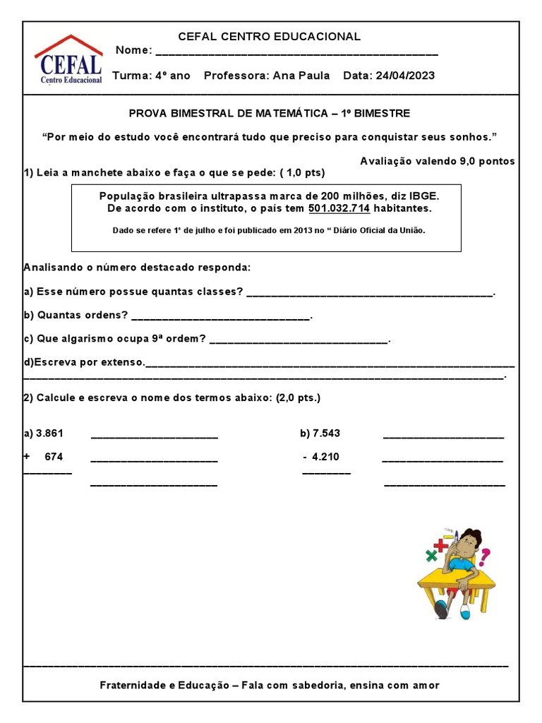 Prova de Matemática Do 1B | PDF