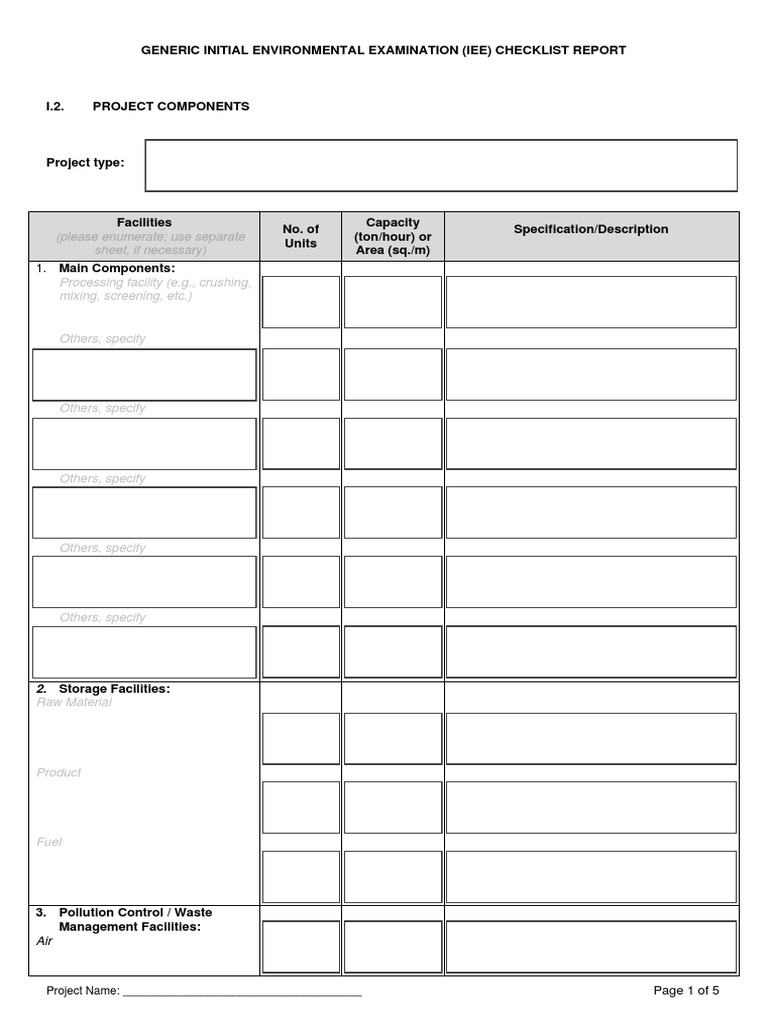 IEE Checklist Report Template | PDF | Waste | Water