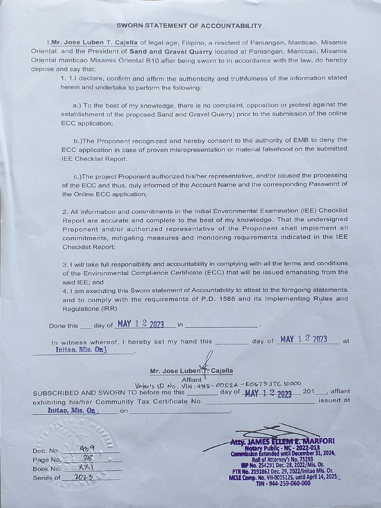 Sworn Statement | PDF