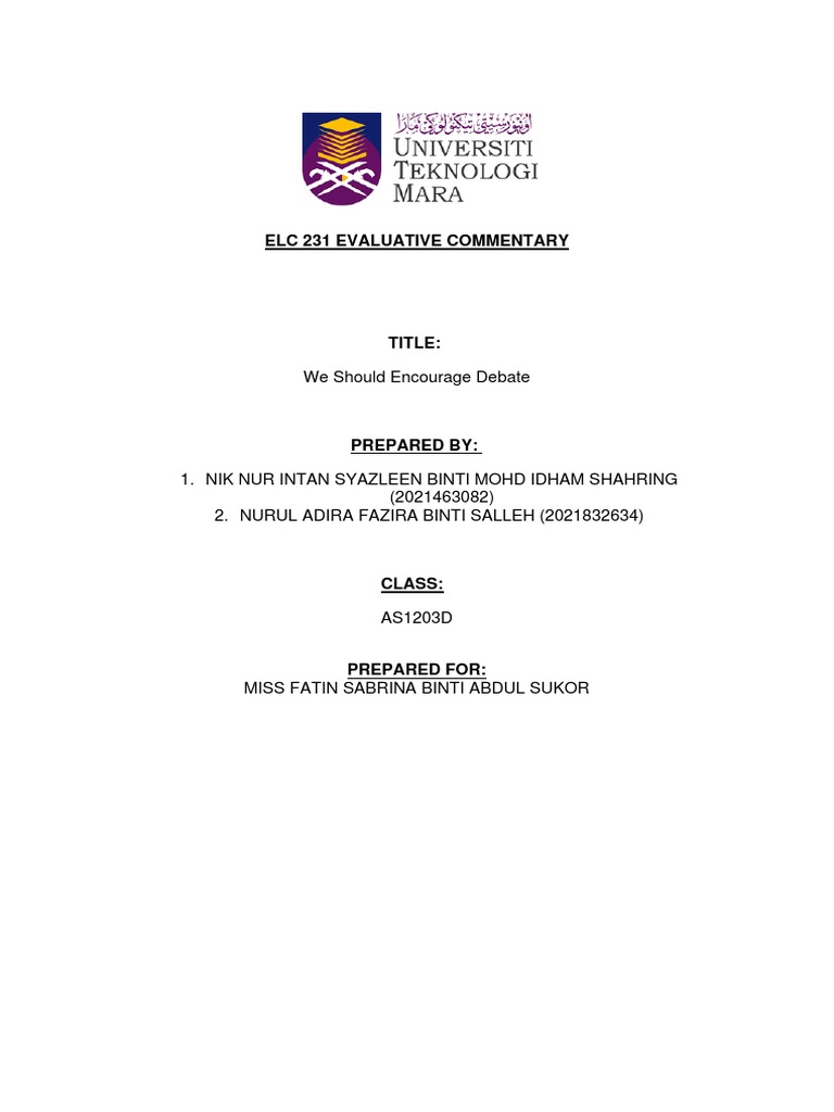 Elc 231 Evaluative Commentary - Pair 5 | PDF | Teachers | Knowledge