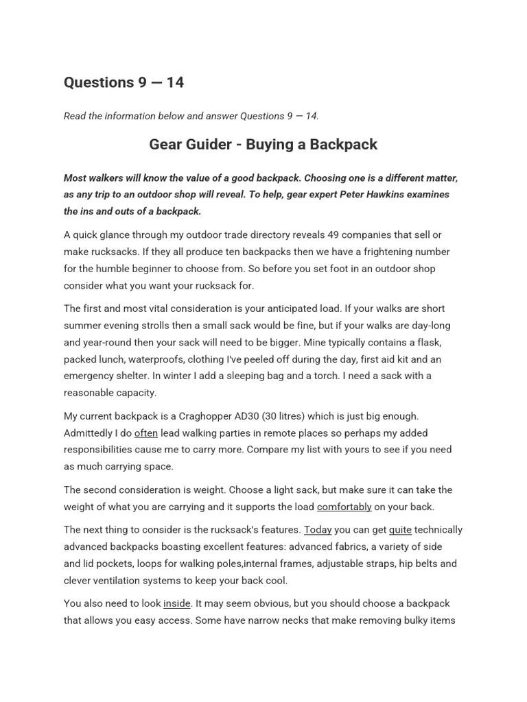 Essential Guide to Buying a Backpack | PDF