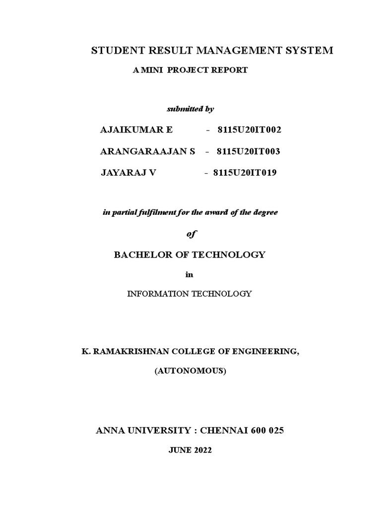 Student Result Management System | PDF