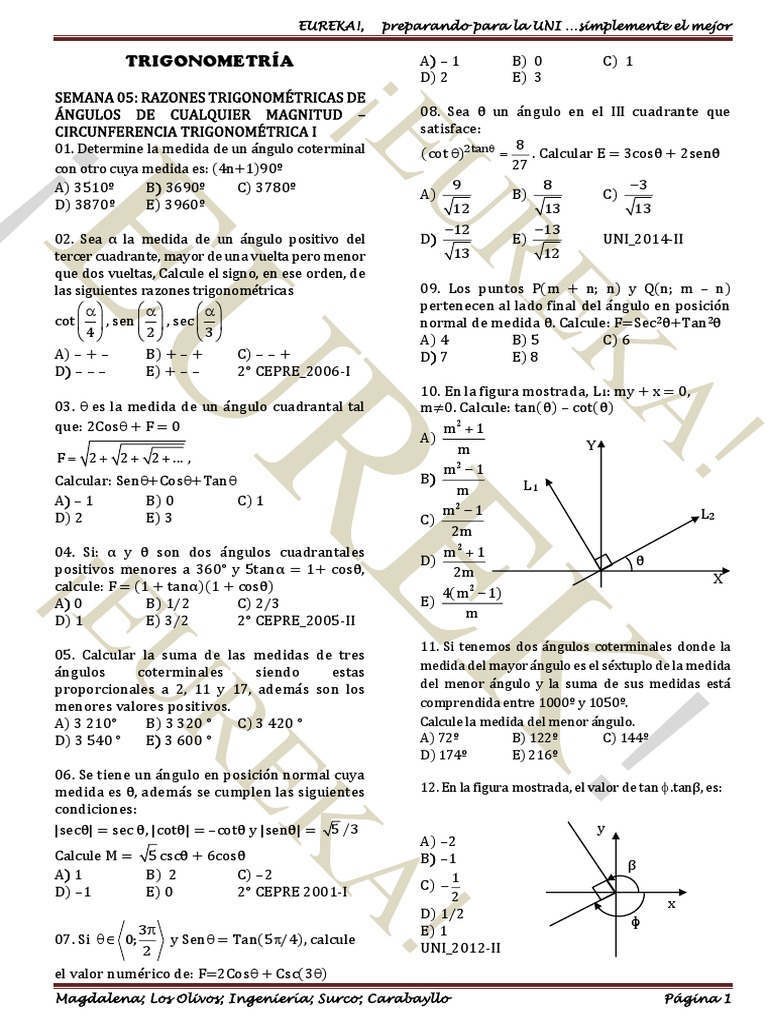 Trigonometria - 05 - Razones Trigonometricas de Angulos de Cualquier Magnitud-Circunf - Trigonom ...
