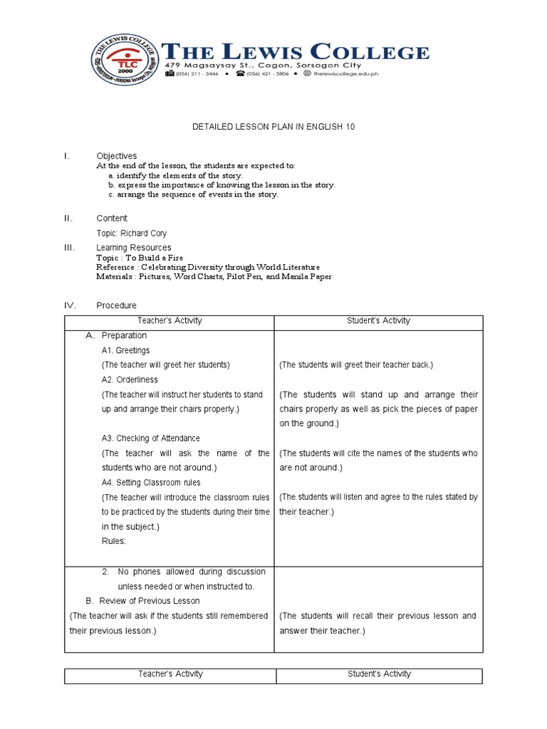 Lesson Plan in Poetry | PDF | Teachers | Lesson Plan