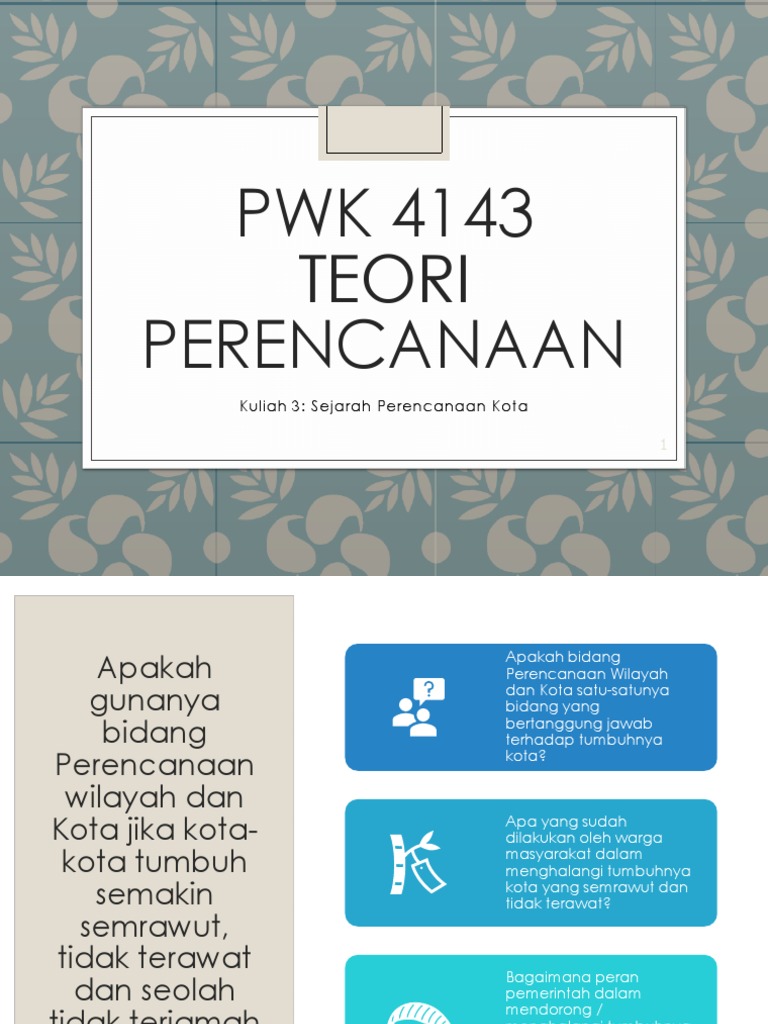 PWK 4143 - 3 Sejarah Perencanaan Kota | PDF