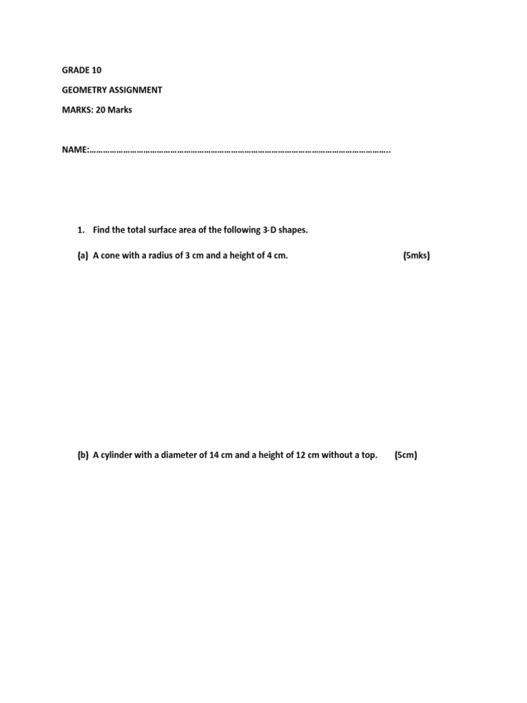 Grade 10 Geometry Assignment | PDF