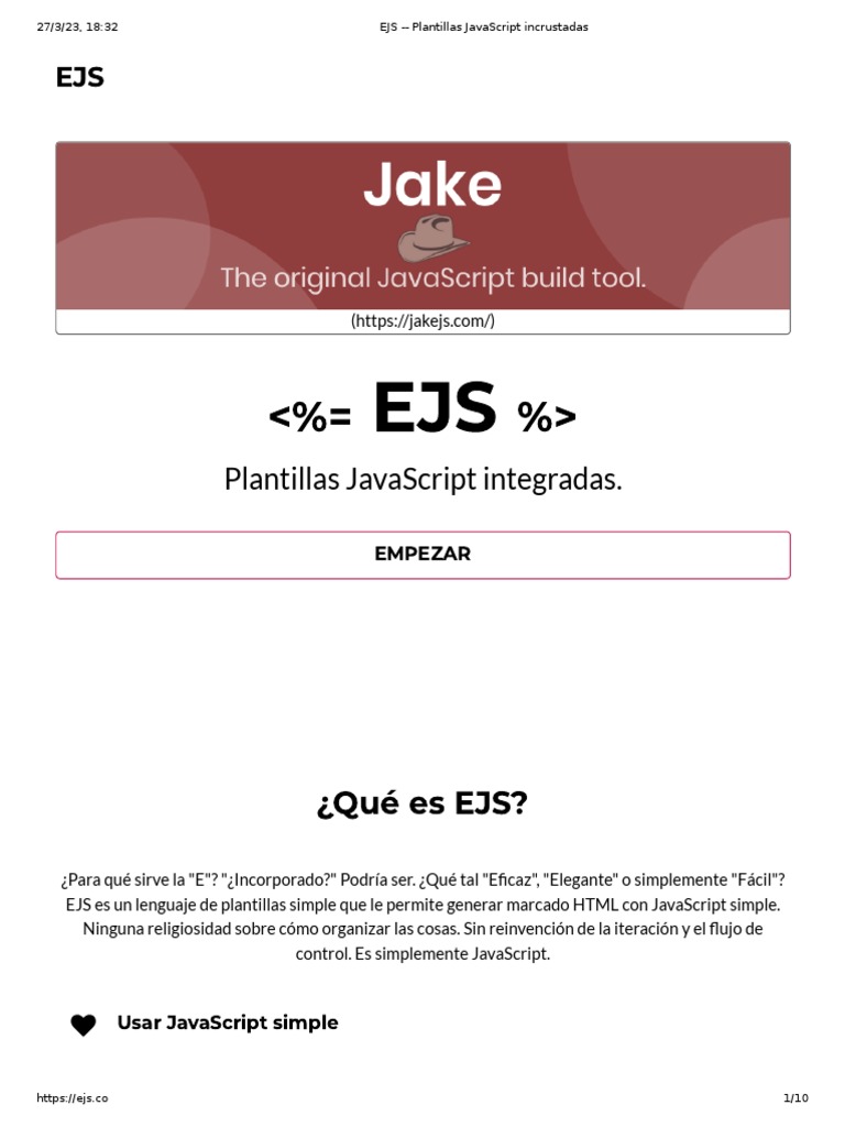 EJS - Plantillas JavaScript Incrustadas | PDF | Script Java | Lenguaje de programación