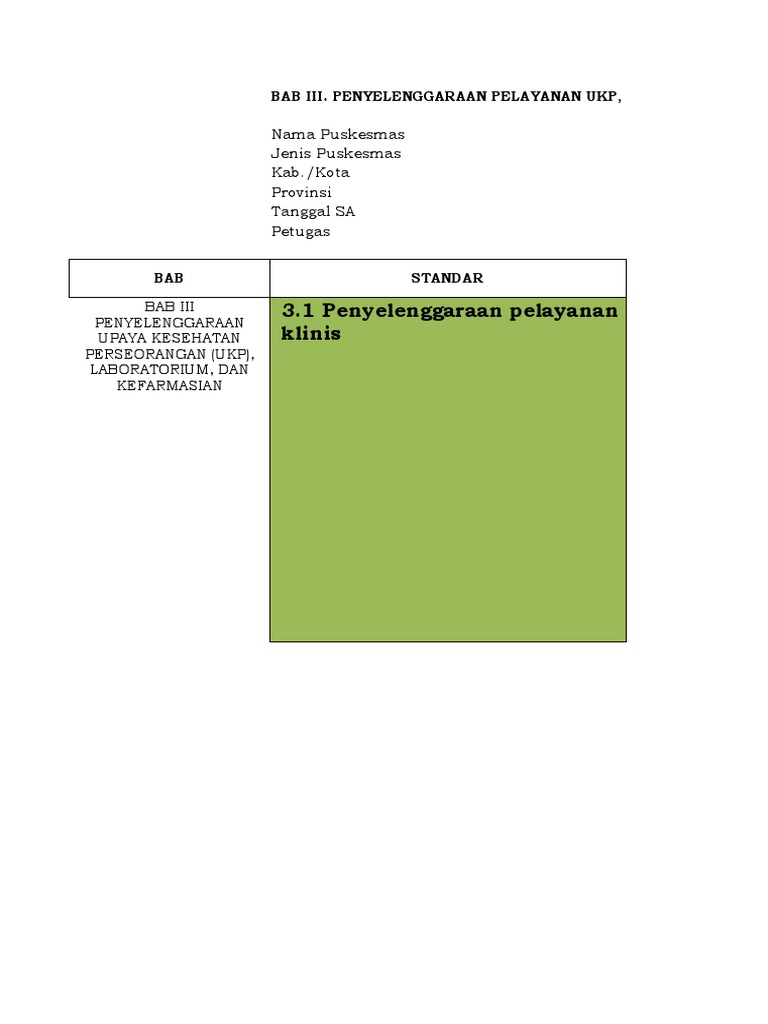 Alat Bantu Self Asessment Bab 3 Dan V STD Akred PKM | PDF