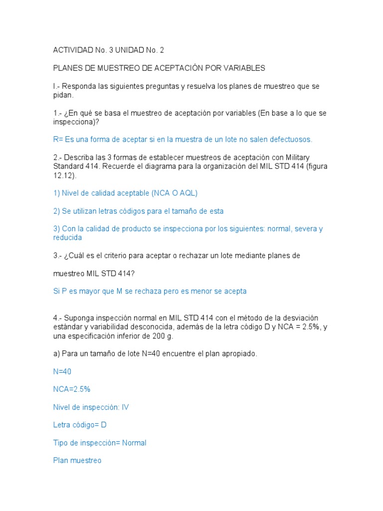 Actividad 3 Unidad 2 | PDF | Muestreo (Estadísticas) | Estadísticas