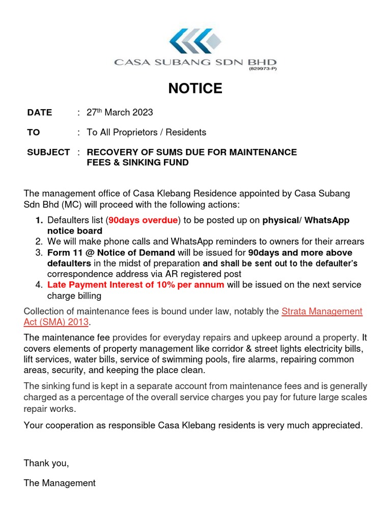 Memo Notice For Defaulters 90days - Updated | PDF | Business | Finance ...