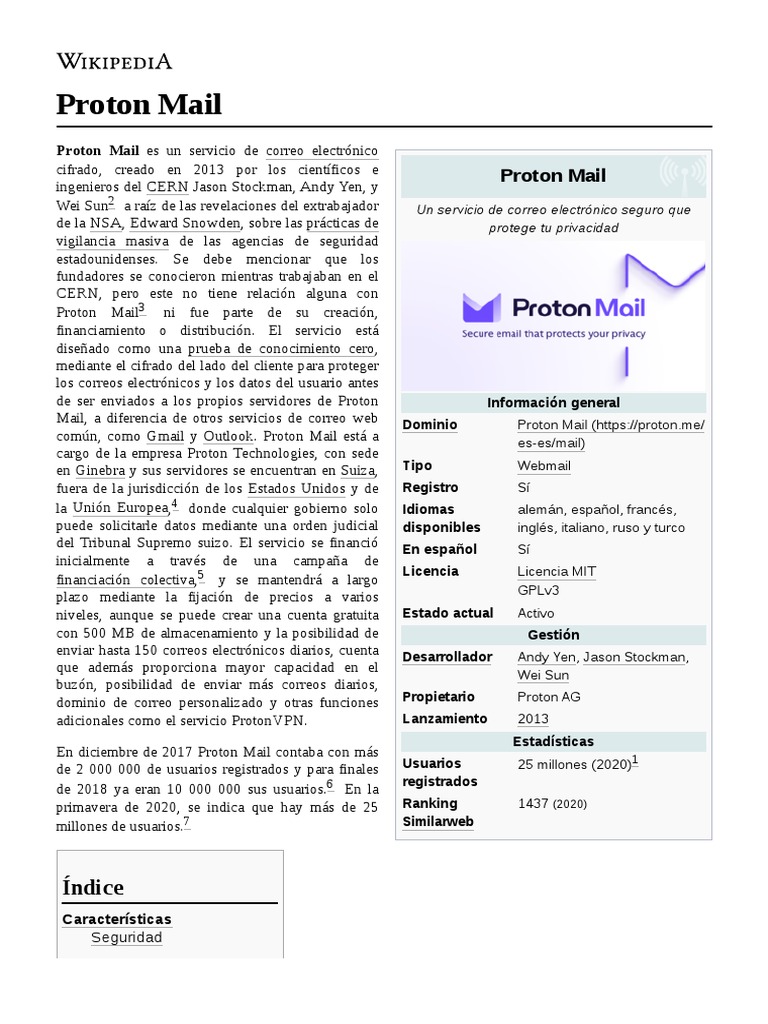 Proton Mail | PDF | ciberespacio | Edad de información