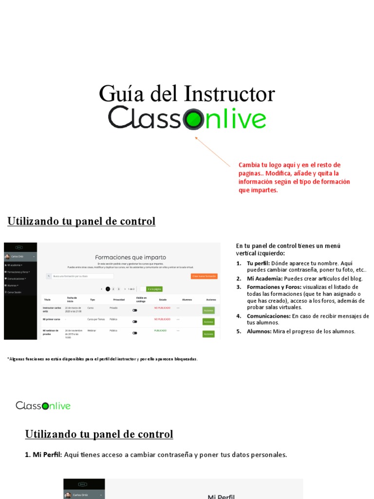 Guía Instructor Classonlive | PDF | Foro de Internet | Yo telefono
