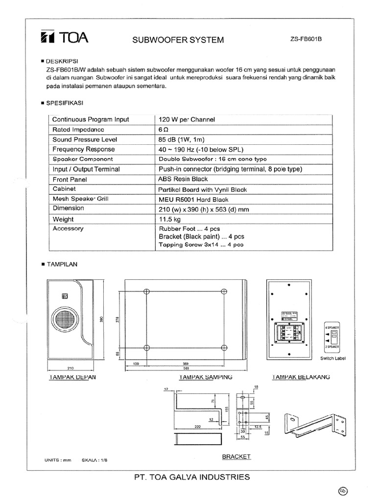 5488 Zs fb601b Subwoofer Specification | PDF