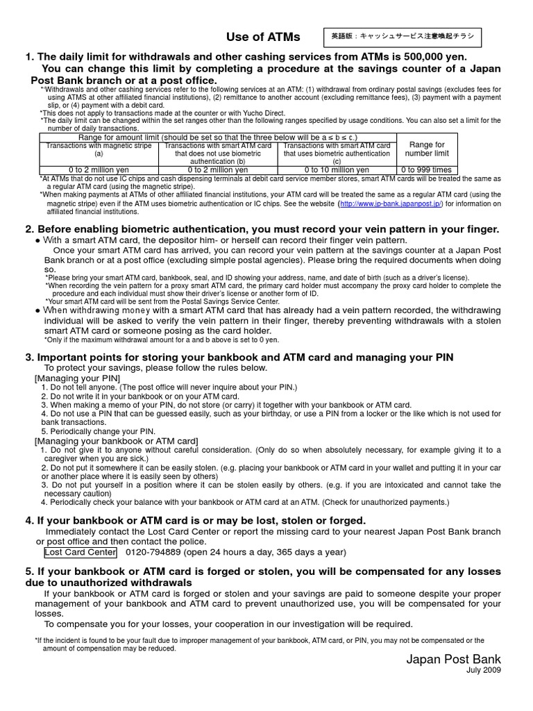 5.ExplanationMaterialsFromJPbank English | PDF | Automated Teller Machine | Personal ...
