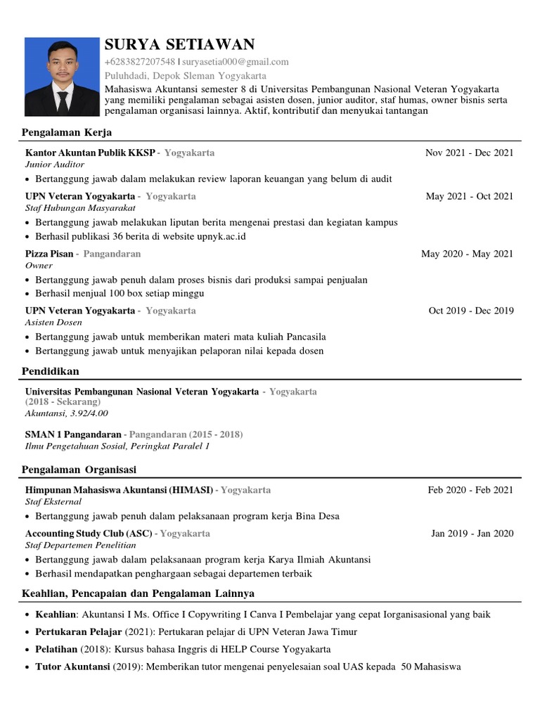 Surya Setiawan CV | PDF