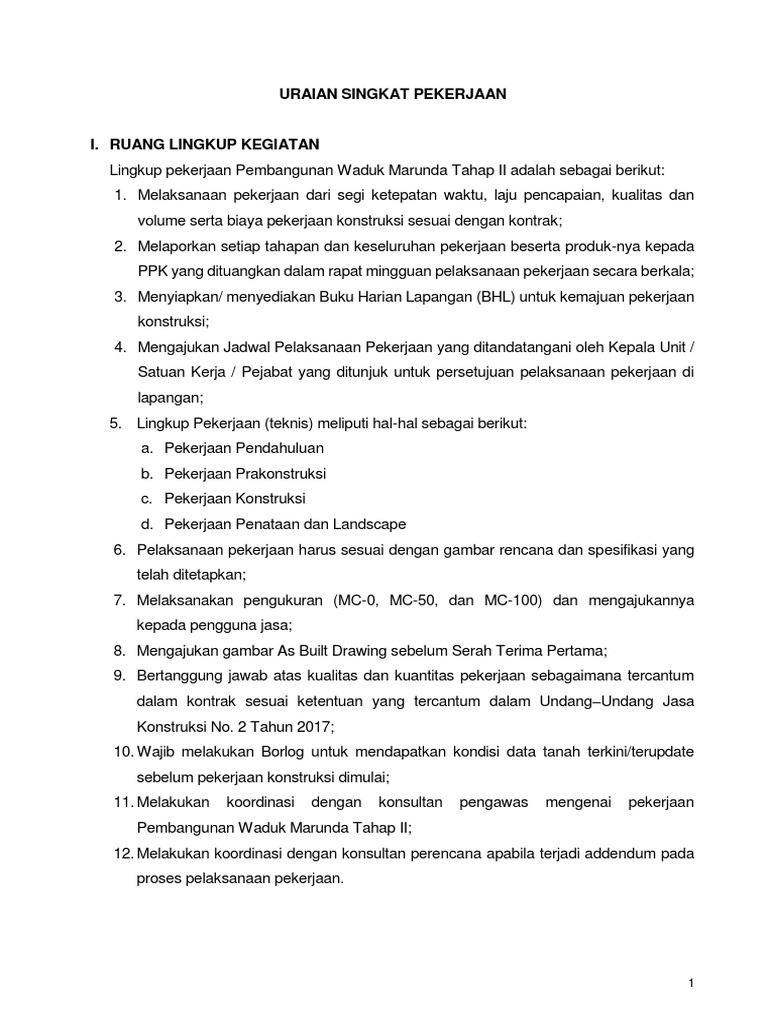 Uraian Singkat Pekerjaan-4 | PDF