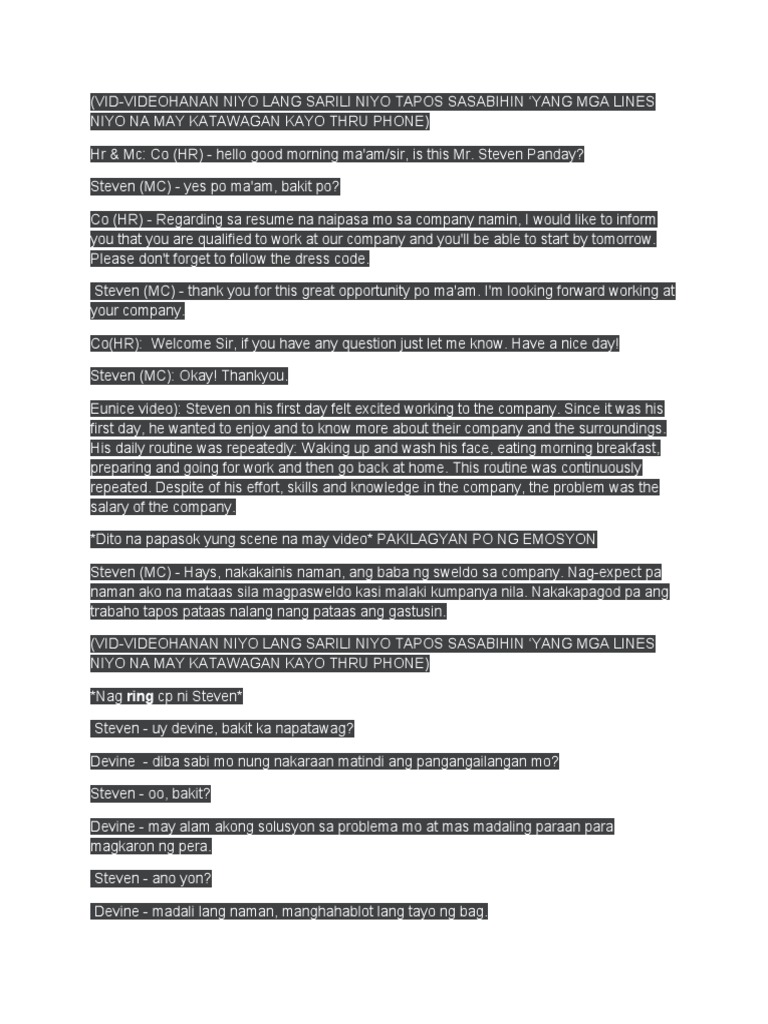 Script Sa Story 1 | PDF