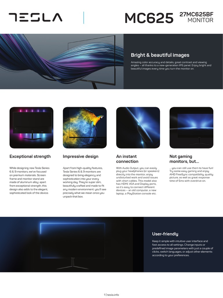 Tesla Series 6 & 9 Monitors Overview | PDF | Computer Monitor | Hdmi
