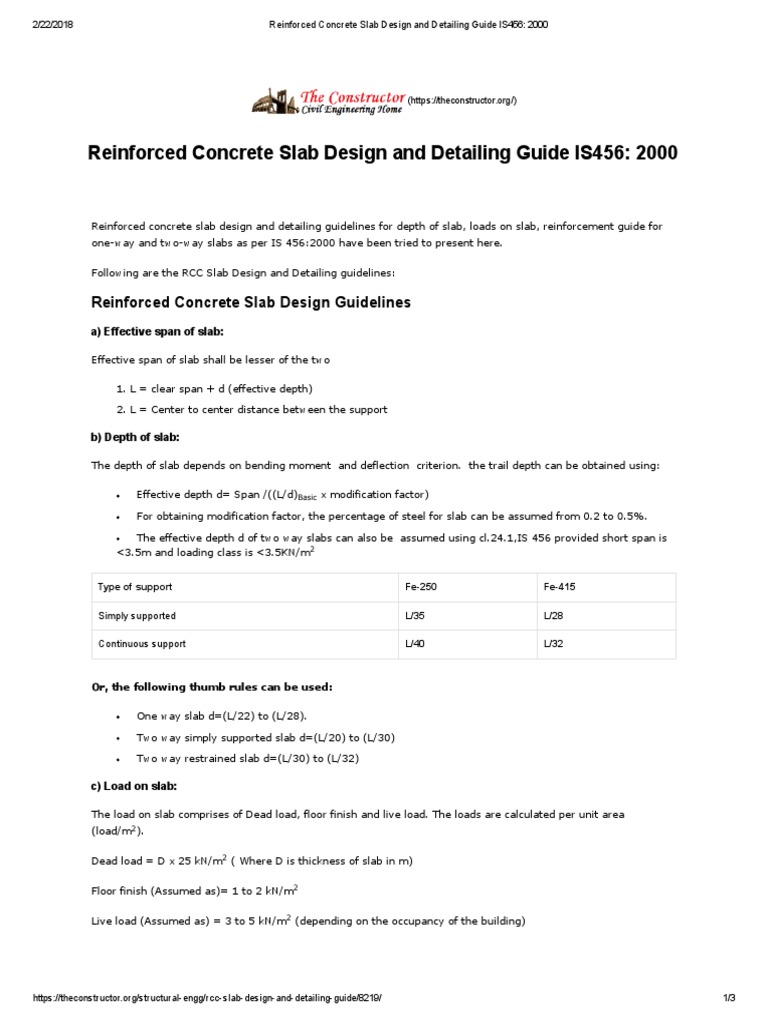 RCC Slab Design and Detailing Guide | PDF | Reinforced Concrete | Concrete