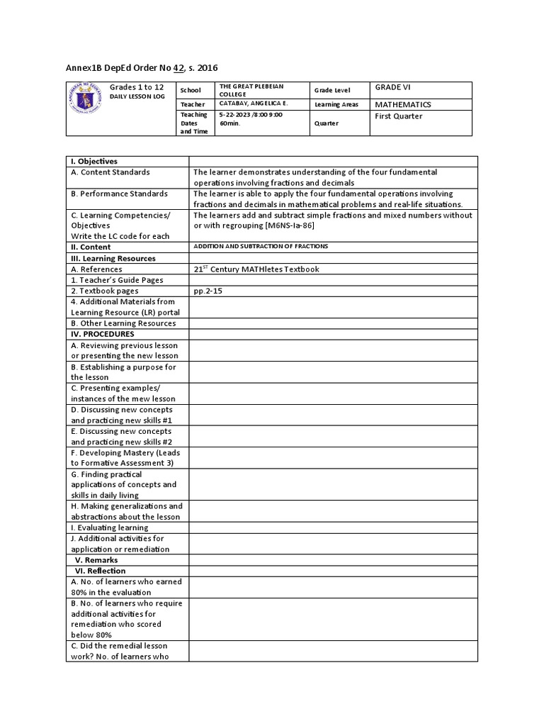 2 DLP Template Eng Annex1B DepEd Order No42s.2016 | PDF | Learning ... 2 DLP Template Eng Annex1B DepEd Order No42s.2016 | PDF | Learning ...