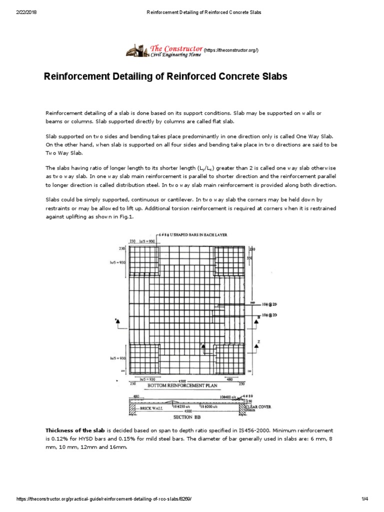 Slab Reinforcement Detailing Guide | PDF | Home & Garden | Science ...