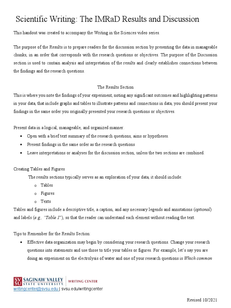 IMRAD Results and Discussions | PDF