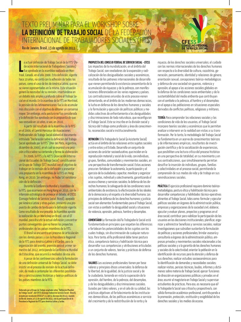 DEFINICION DE TRABAJO SOCIAL Del-Cfess-Br-Definicion-Ts-Fits | PDF