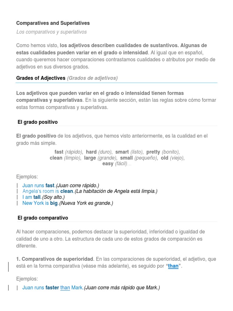 Comparatives and Superlatives-Combinado | PDF | Adjetivo | Tipología ...