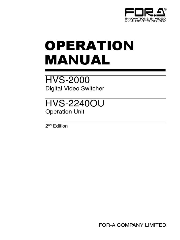 Operation Manual: HVS-2000 HVS-2240OU | PDF