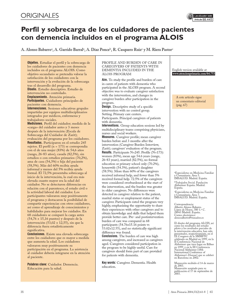 Sindrome o Sobrecarga Del Cuidador | PDF | Depresión (estado de ánimo) | Ansiedad