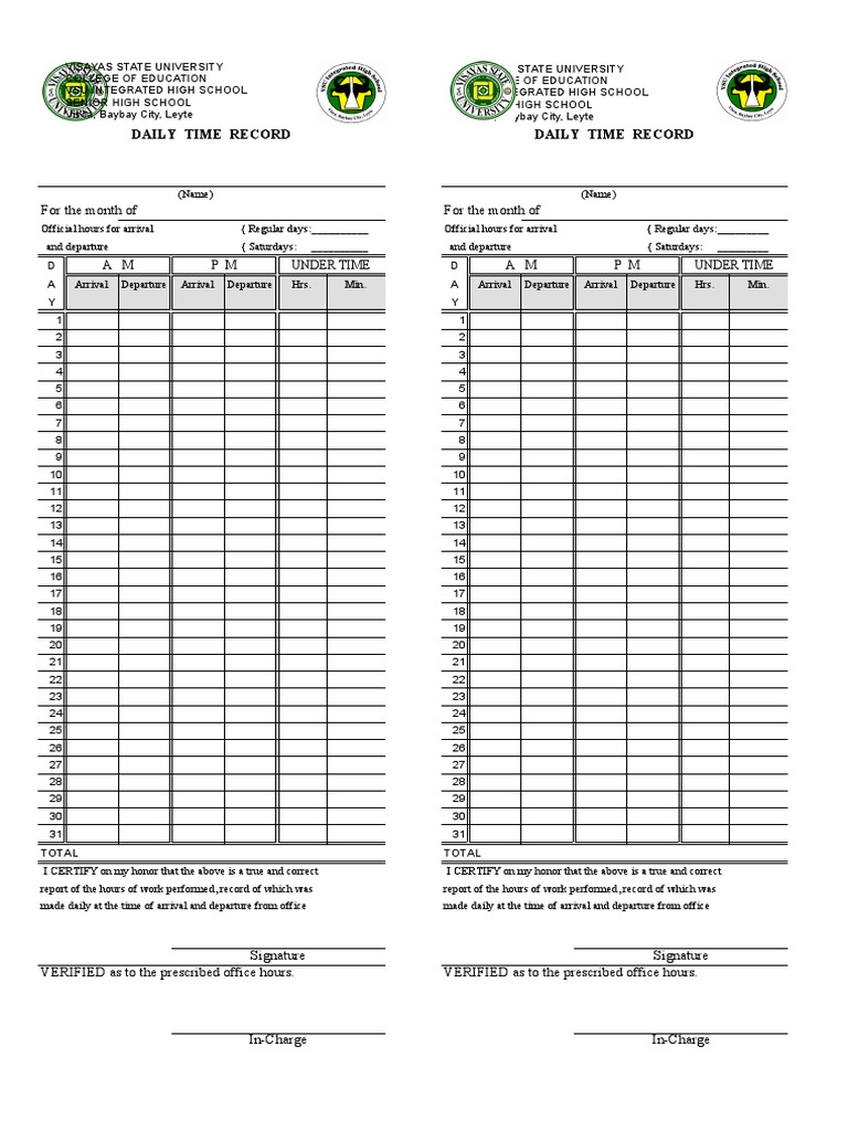 Immersion Daily Time Records | PDF