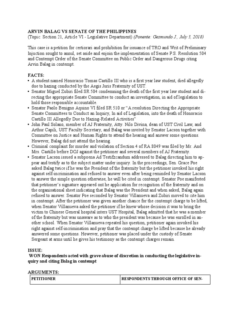 ARVIN-BALAG and AGCAOILI-DIGEST | PDF | Habeas Corpus | Writ Of Prohibition