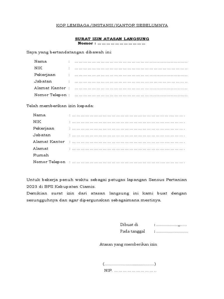 Contoh-Surat-Izin-Atasan-Langsung | PDF