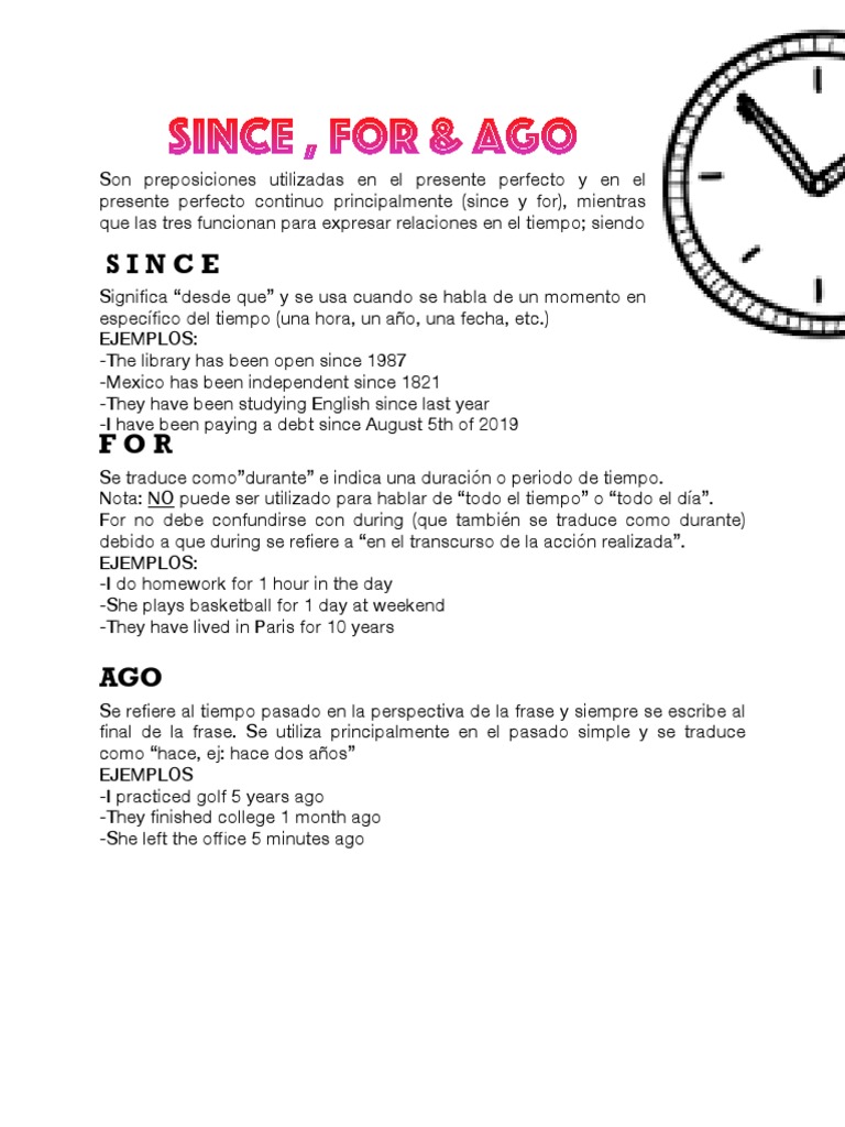 Since, For & Ago | PDF