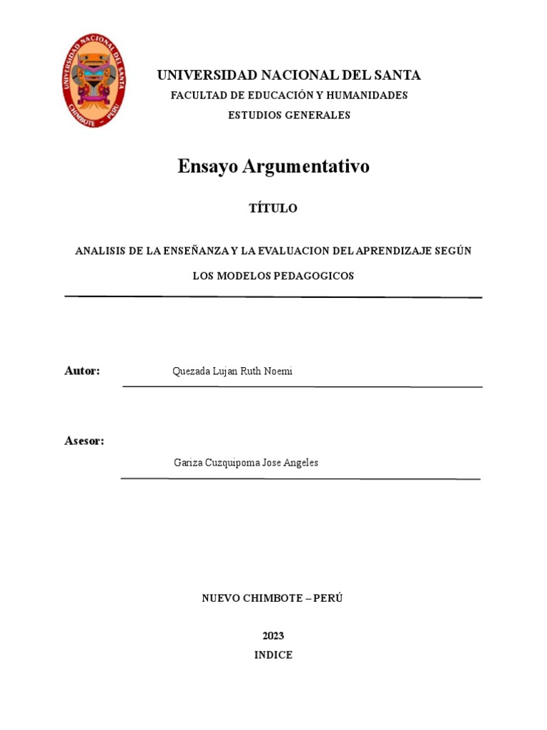 Ensayo #2 Analisis de La Enseñanza y La Evaluacion Del Aprendizaje Segun Los Modelos Pedagogicos ...