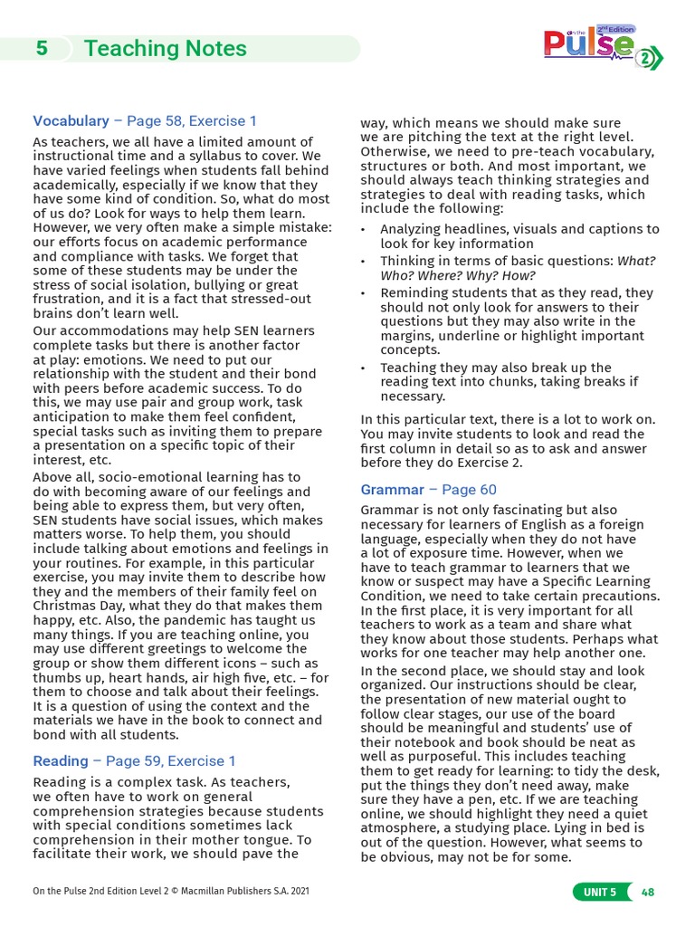 OTP2 L2 SEN Booklet U5 | PDF | Learning | Motivation