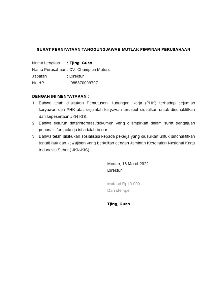 Dokumen Penonaktifan Bpjs Kes Kary Cm Pdf