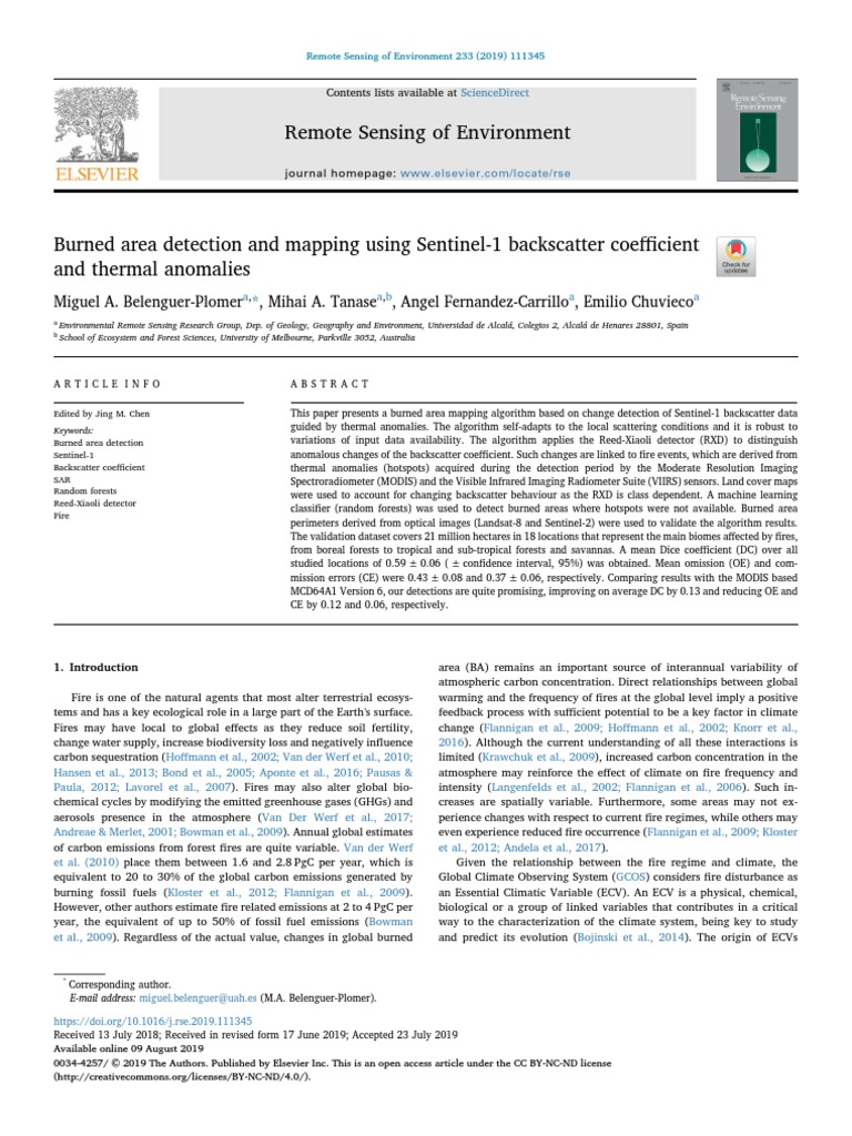 Burned Area Detection and Mapping Using Sentinel-1 Backscatter ...