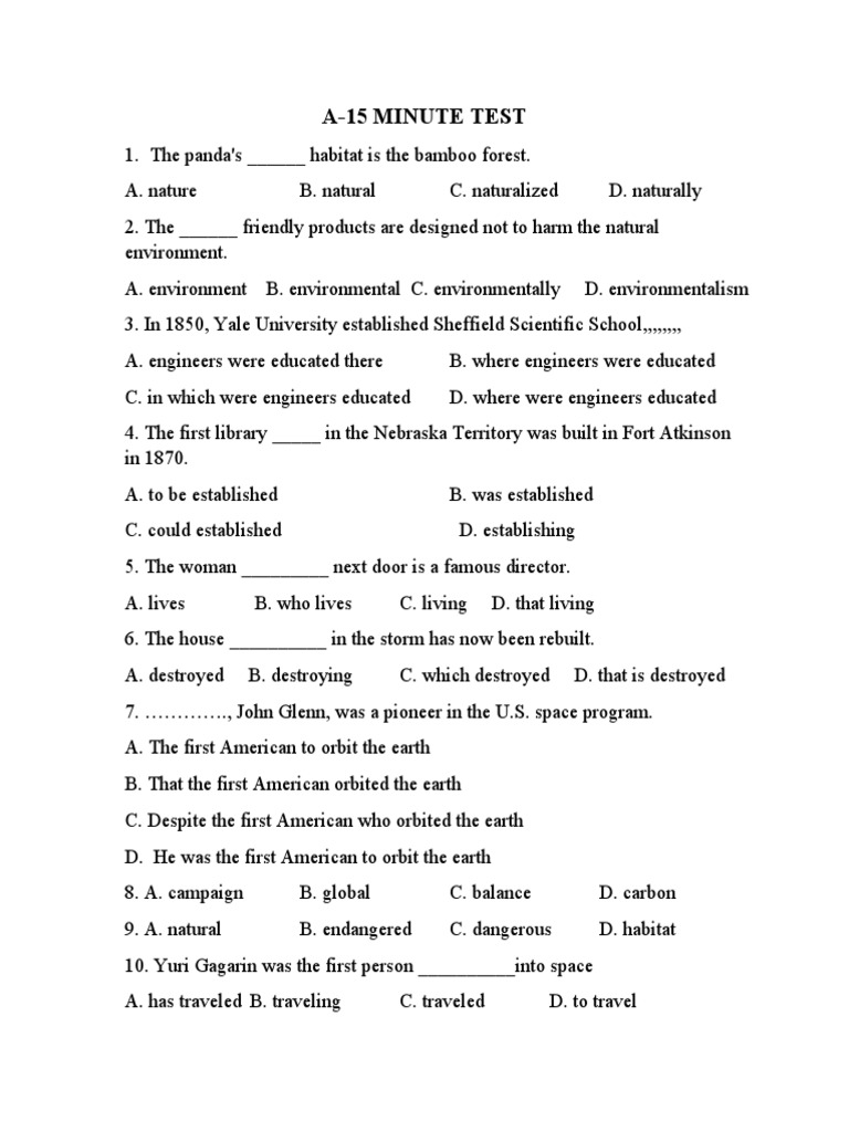 A-15 Minute Test | PDF