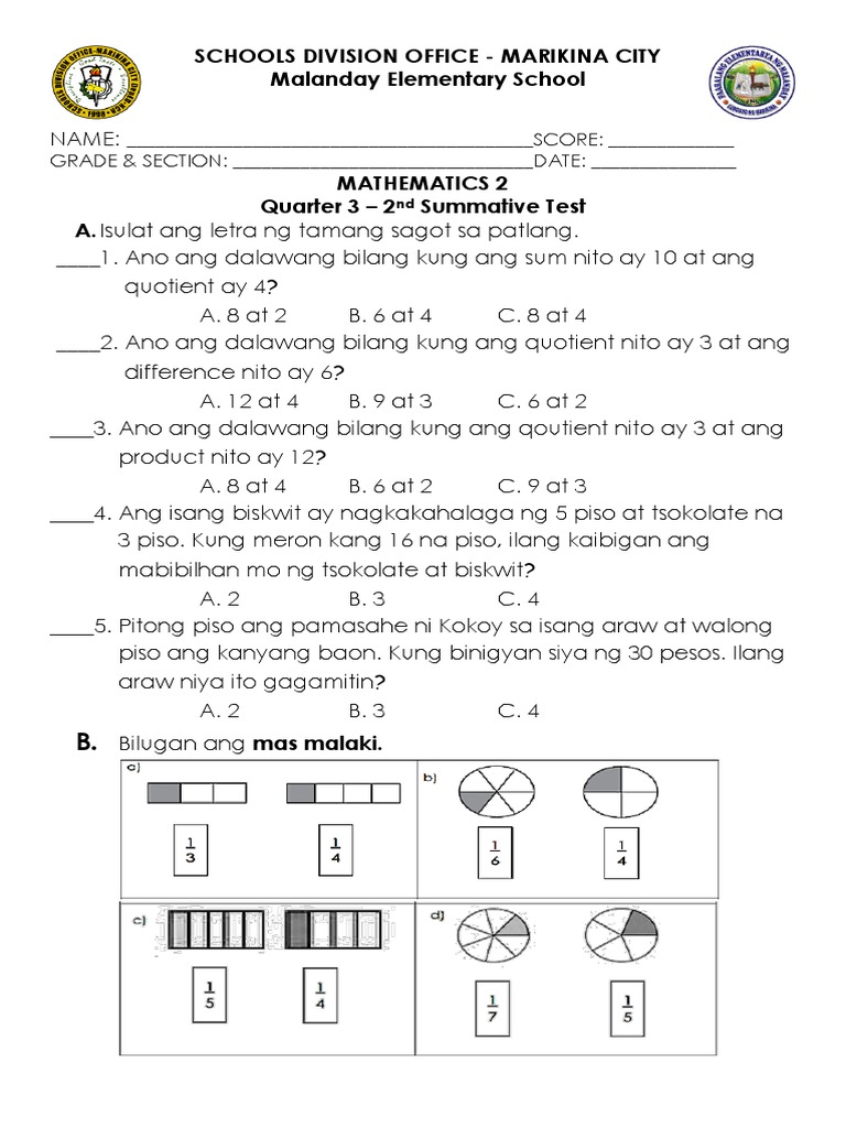 MATH2 QUARTER 3 2nd SUMMATIVE TEST | PDF