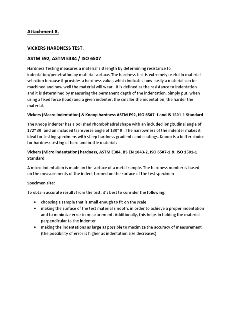 Vickers Hardness Testing Overview | PDF