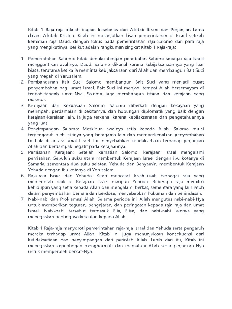 Kitab Perjanjian Lama 11 - 15 | PDF